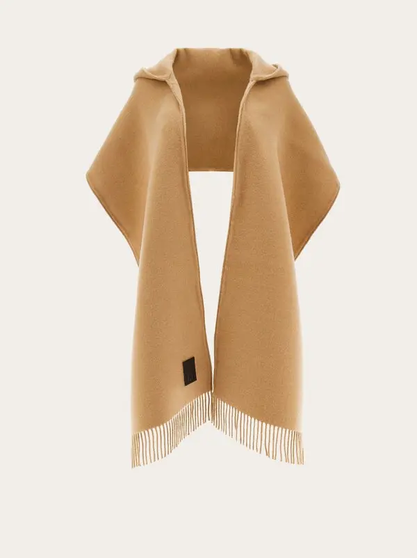 FERRAGAMO Hybrid Hooded Stole - Beige