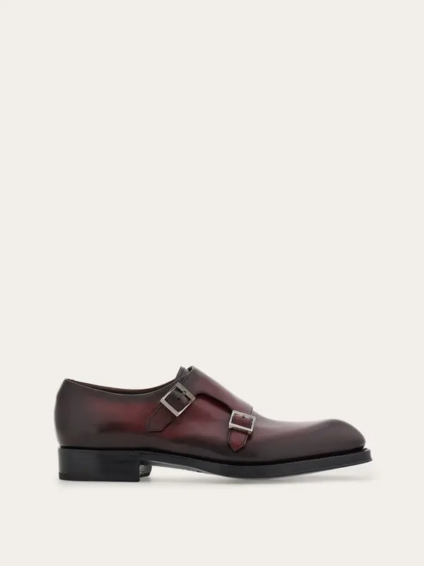 FERRAGAMO Tramezza Double Monk Strap - Red
