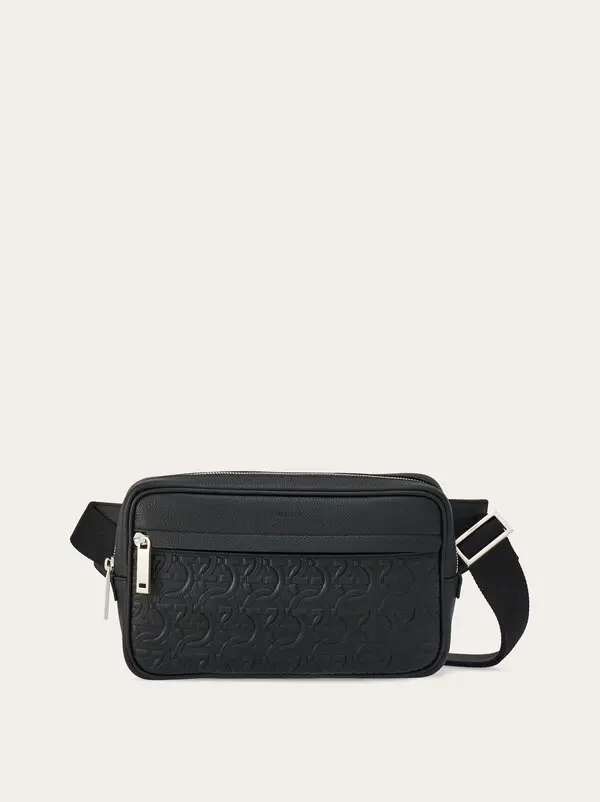 FERRAGAMO Embossed Gancini Belt Bag - Black