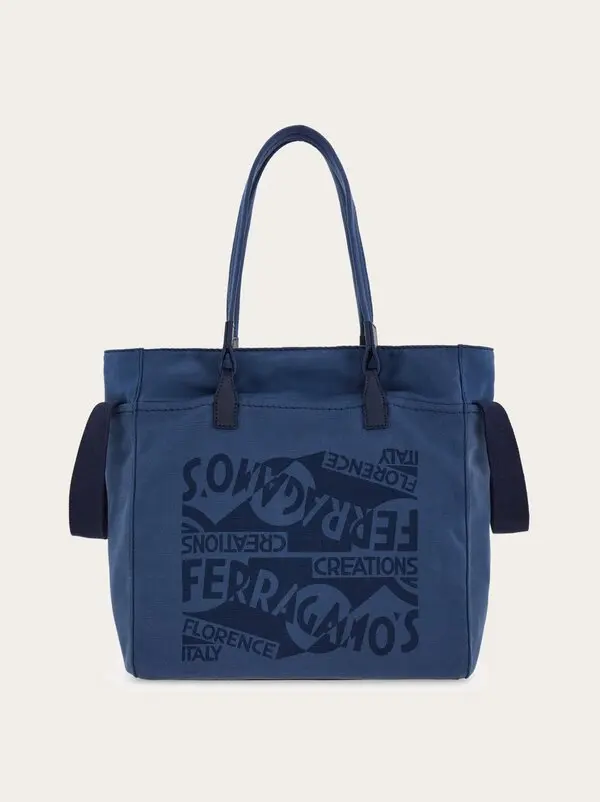 FERRAGAMO Maxi Gancini Logo Tote Bag - Blue