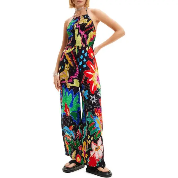 Desigual Jungle Print Jumpsuit - Black