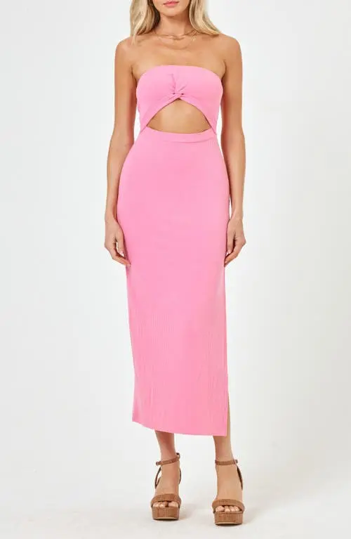 L*Space Kierra Cutout Strapless Rib Cover-up Dress - Guava