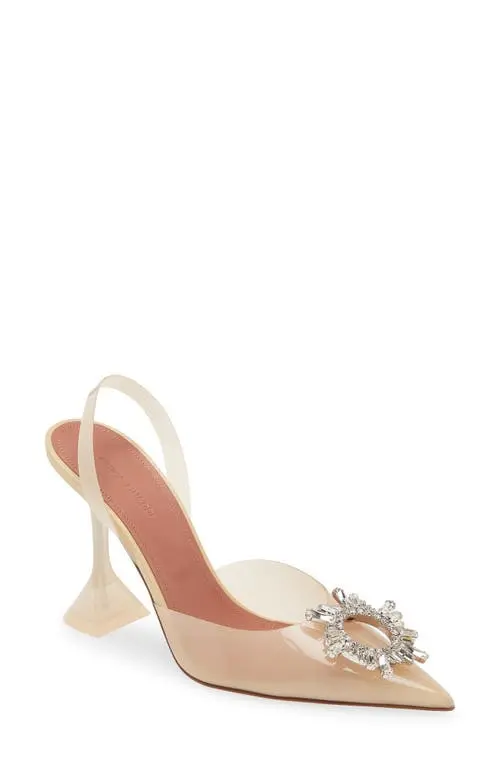 Amina Muaddi Begum Pointed Toe Slingback Pumps - Vanilla