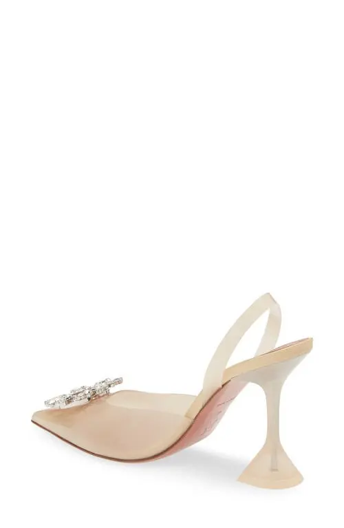 Amina Muaddi Begum Pointed Toe Slingback Pumps - Vanilla