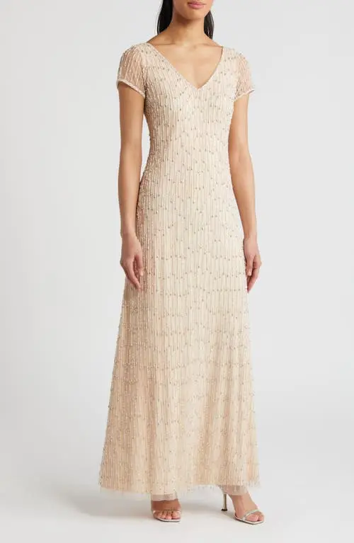 Pisarro Nights Beaded Gown - Blush 610