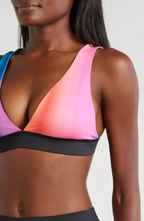 TOMBOYX Reversible Plunge Bikini Top - Melting Rainbow