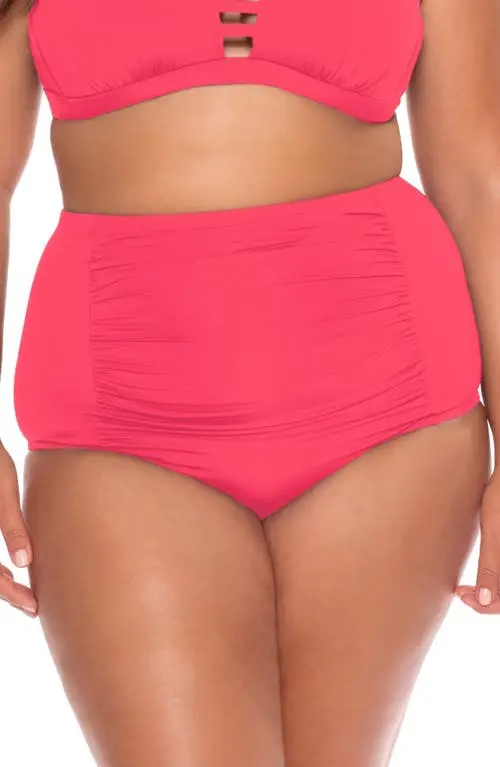BECCA By Rebecca Virtue High-waisted Bikini Bottom - Geranium