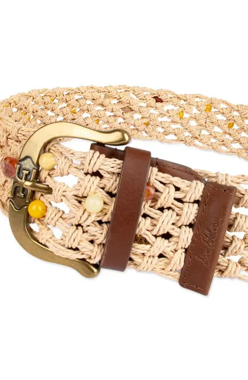 Sam Edelman Bead Embellished Raffia Belt