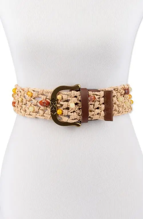 Sam Edelman Bead Embellished Raffia Belt
