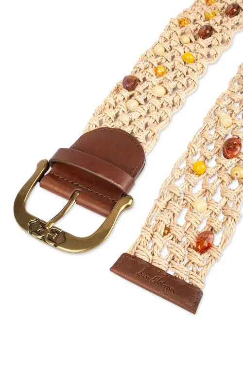 Sam Edelman Bead Embellished Raffia Belt