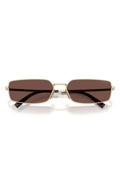 Prada 59mm Rectangular Sunglasses - Pale Gold/black Chocolate