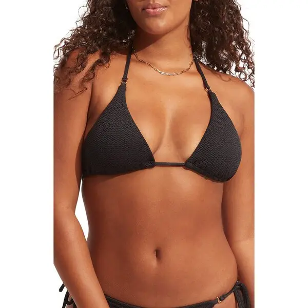 Seafolly Slider Triangle Bikini Top - Black