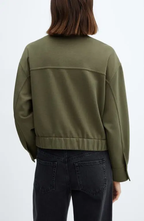 Mango Seamed Knit Bomber Jacket - Khaki
