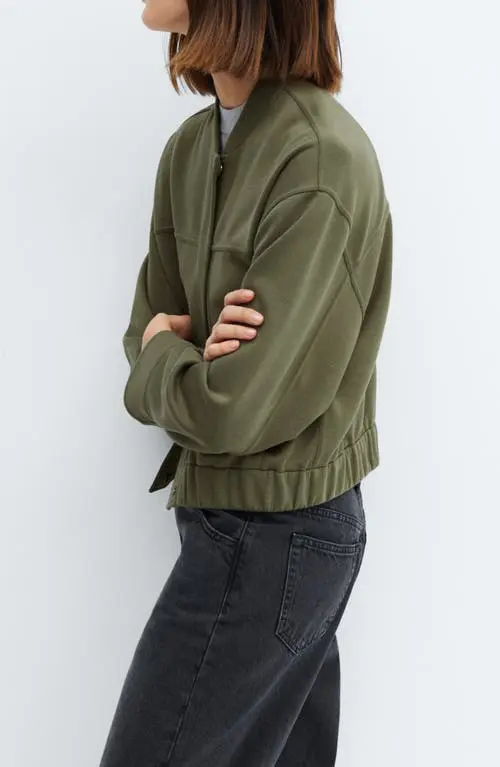 Mango Seamed Knit Bomber Jacket - Khaki