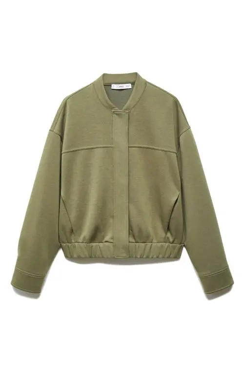 Mango Seamed Knit Bomber Jacket - Khaki