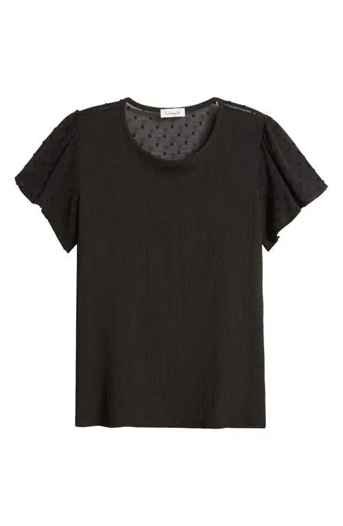 Loveappella Clip Dot Smocked Top - Black