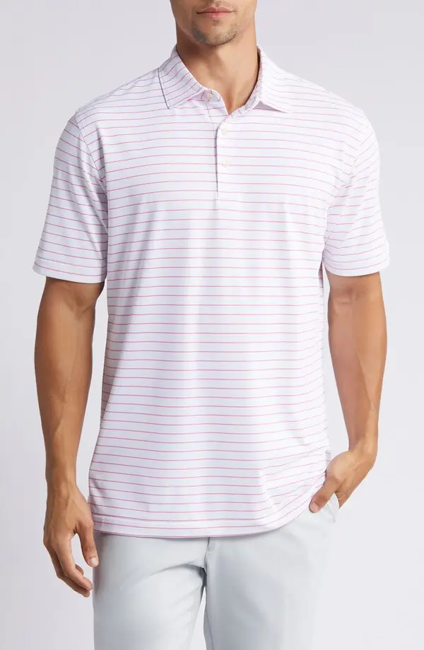 Peter Millar Crown Crafted Fitz Stripe Performance Mesh Polo