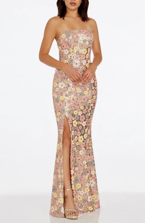 floral rose gold dress Rose Gold One Shoulder Wedding Dress With Pockets main image 0