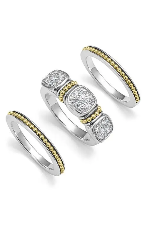 Lagos Rittenhouse Set Of 3 Diamond Pavé Stacking Rings