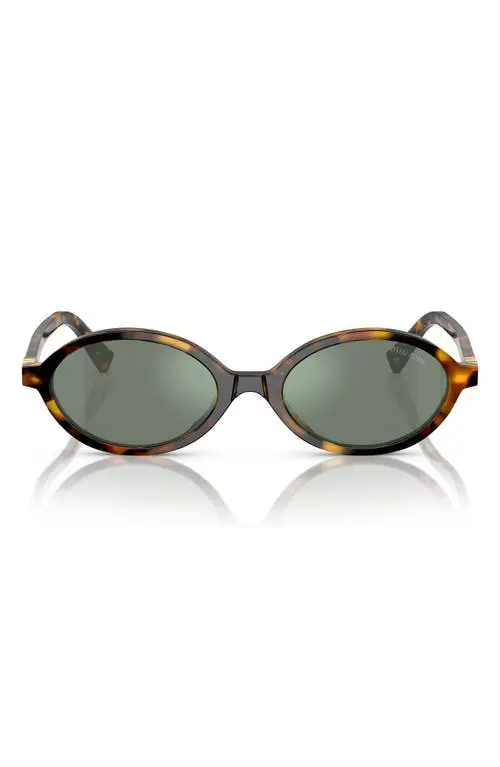 Miu Miu 50mm Oval Sunglasses - Honey Havana/green Mirror