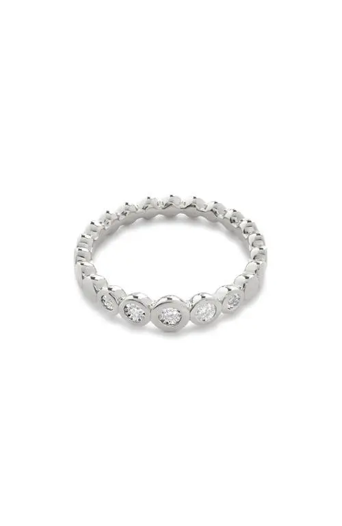 Monica Vinader Lab Created Diamond Half Eternity Ring - Sterling Silver/diamond