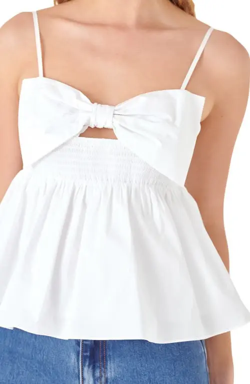 English Factory Bow Peplum Camisole - White