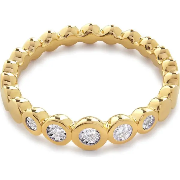 Monica Vinader Lab-created Diamond Half Eternity Ring - 18ct Gold Vermeil/dia