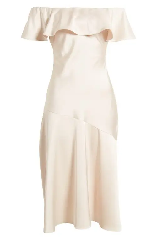 Sam Edelman Off-the-shoulder A-line Satin Midi Dress - Champagne