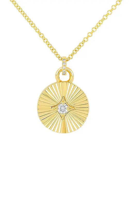 Ef Collection 14k Gold Fluted Diamond Disc Pendant Necklace - 14k Yellow Gold