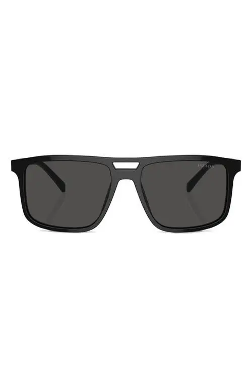 Prada 58mm Rectangular Sunglasses - Black/ Grey