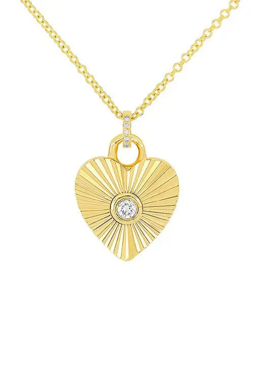 Ef Collection Diamond Heart Pendant Necklace - 14k Yellow Gold