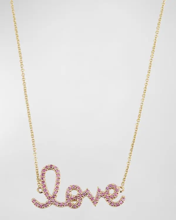 SYDNEY EVAN 14k Gold Love Script Necklace - Sapphire