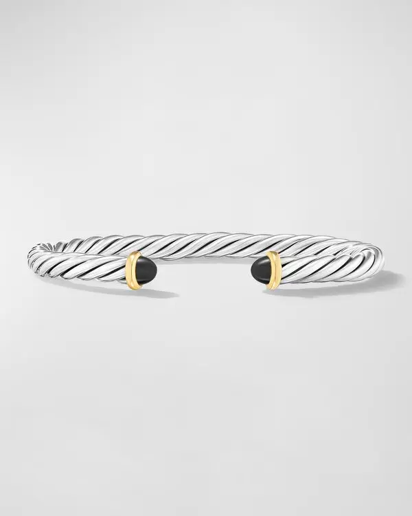 David Yurman Cable Flex Cuff Bracelet With Gemstone And 14k Gold - Black Onyx