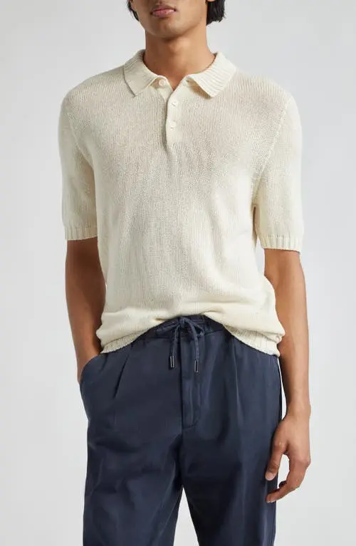 Thom Sweeney Bourette Silk Polo Sweater