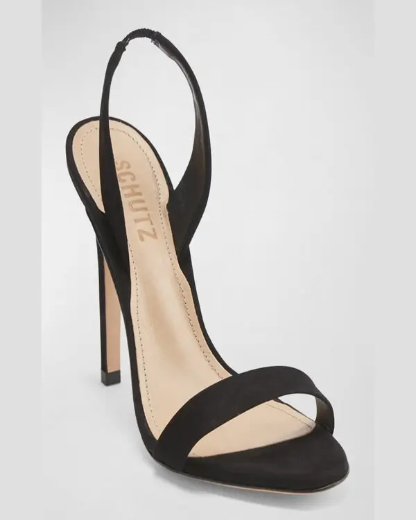 Schutz Luriane Suede Slingback Sandals In Black 60% Off