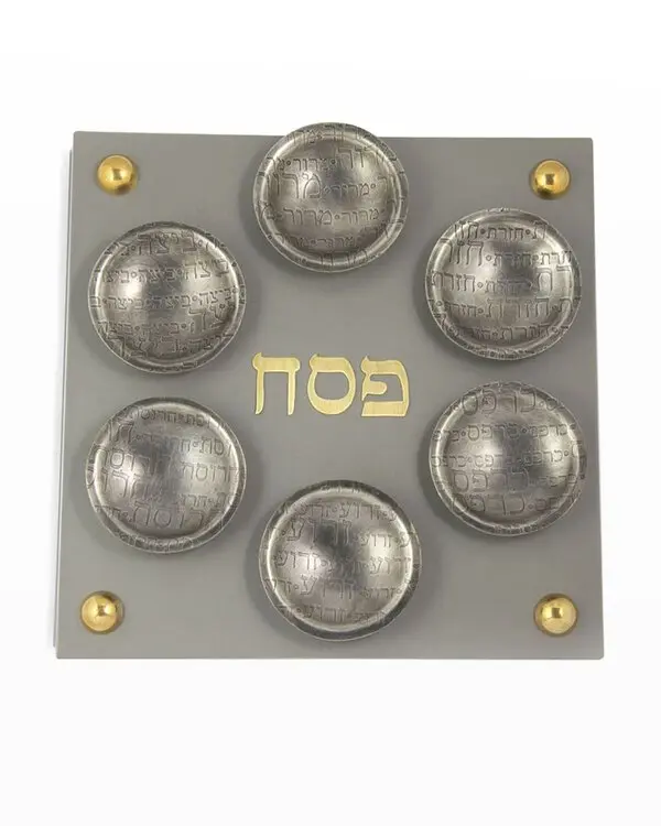 JOY STEMBER METAL ARTS STUDIO Magnetic Passover Seder Plate Joy Stember - Pewter And Brass