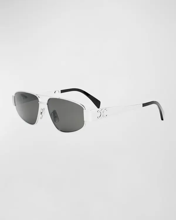 Celine Triomphe Pilot Sunglasses - Shiny Palladium / Smoke