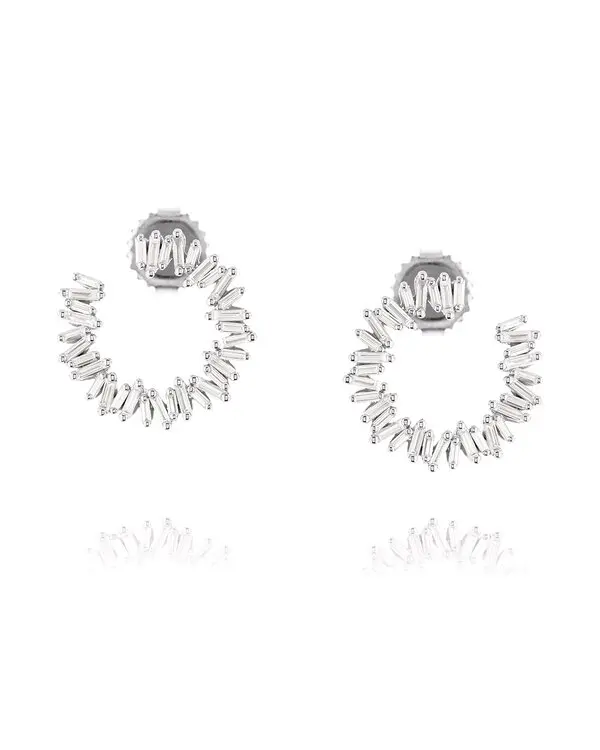SUZANNE KALAN 18k White Gold Diamond Baguette Spiral Earrings - Yellow/gold