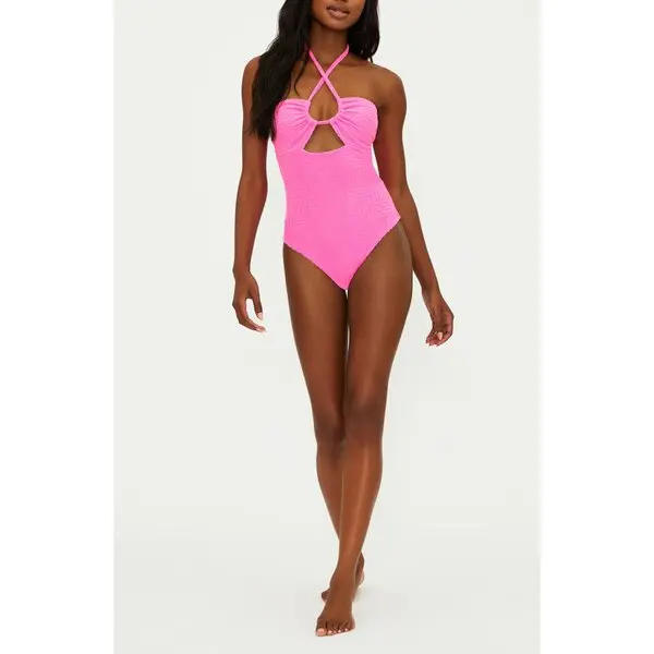 Beach Riot Phoenix Halter One-piece Swimsuit - Strawberry