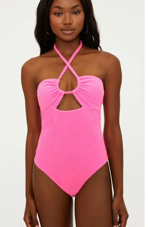 Beach Riot Phoenix Halter One-piece Swimsuit - Strawberry