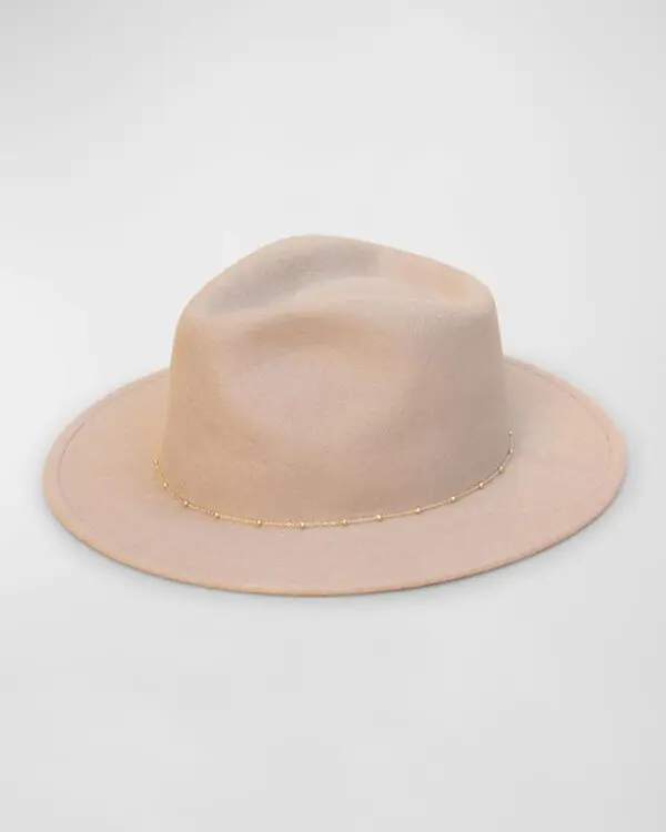 Van Palma Noe Lamb Felt Fedora With Chain - Light Beige  display picture 2
