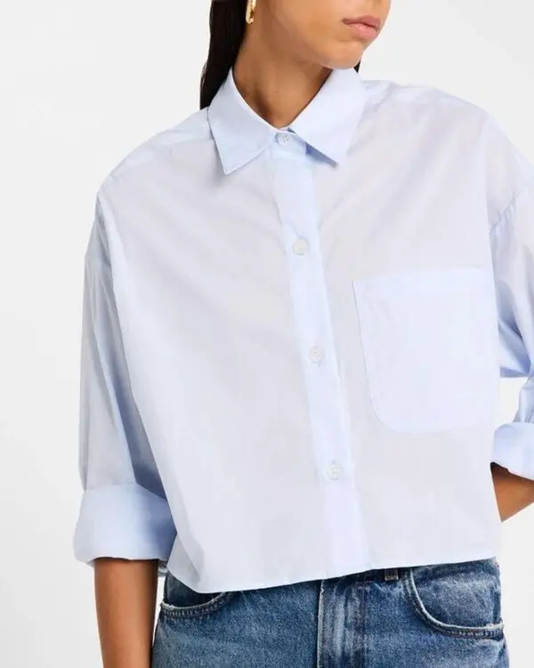 TWP Superfine Cotton Button-front Shirt - Ltblue