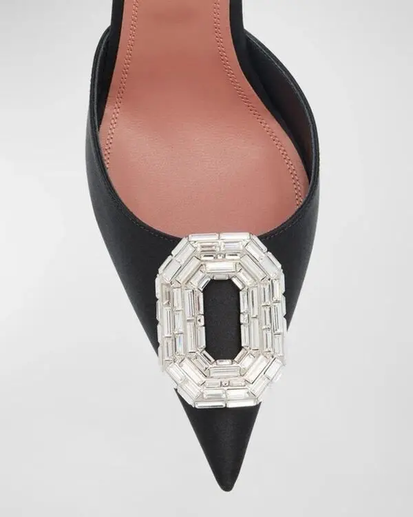 Amina Muaddi Camelia Crystal Halter Pumps - Black