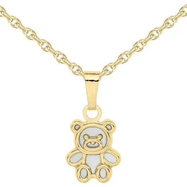 MIGNONETTE 14k & Mother-of-pearl Teddy Bear Pendant Necklace - Gold