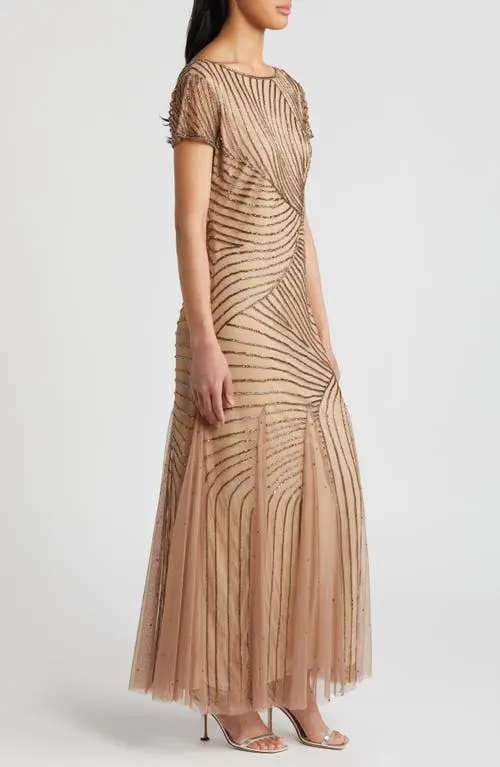 Pisarro Nights Beaded Gown - Beige