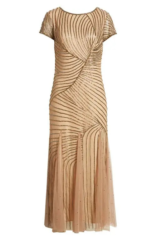 Pisarro Nights Beaded Gown - Beige