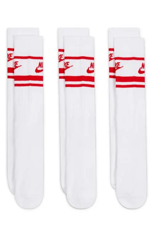 Nike 3-pack Dri-fit Everyday Essentials Crew Socks - White/university Red