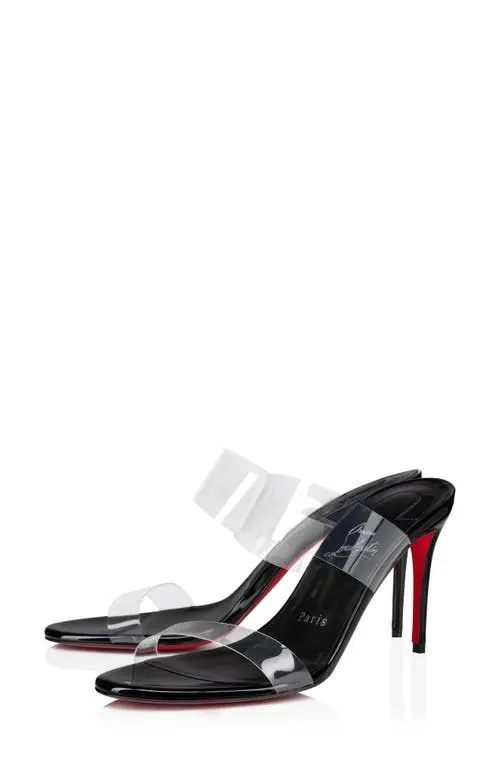 CHRISTIAN LOUBOUTIN Clear Strap Stiletto Slide Sandals - Black