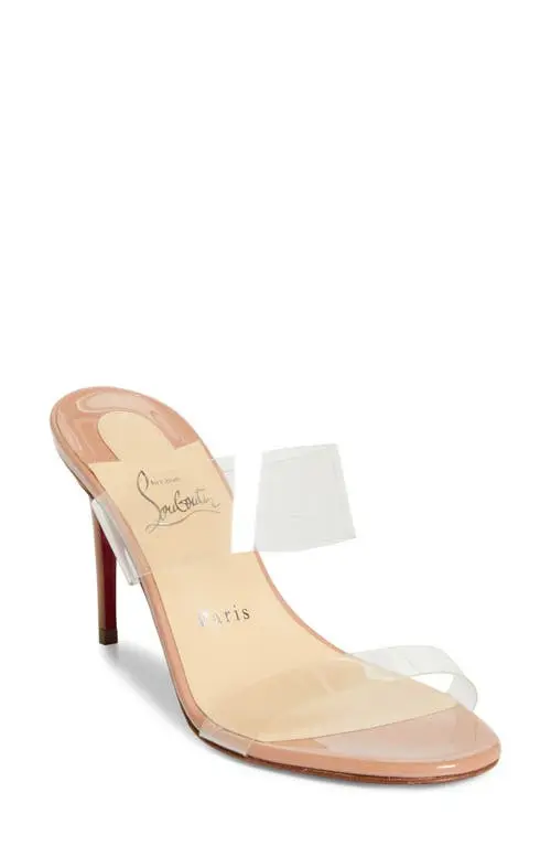 CHRISTIAN LOUBOUTIN Clear Strap Stiletto Slide Sandals - Blush