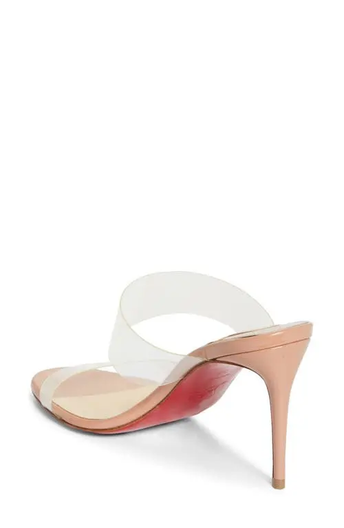 CHRISTIAN LOUBOUTIN Clear Strap Stiletto Slide Sandals - Blush